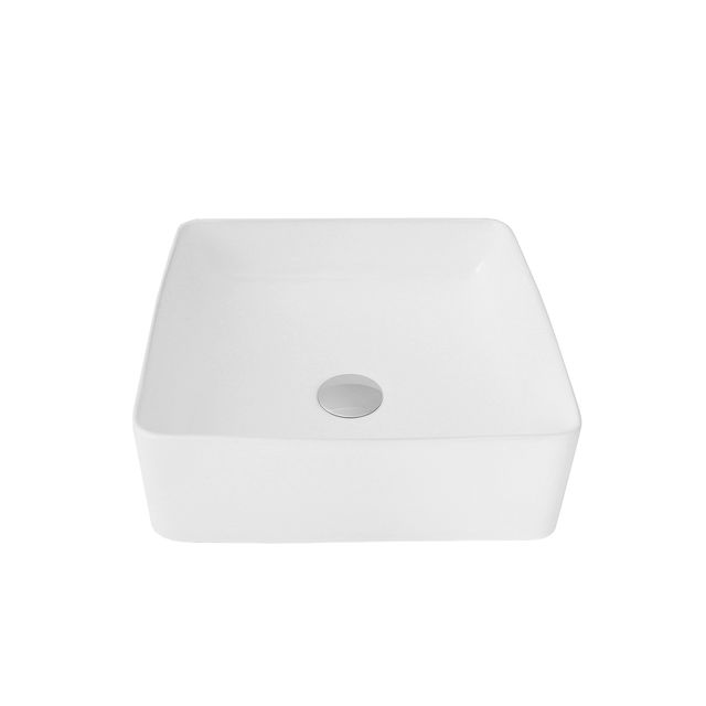 STYLISH P-226H 14.5"W White Square Vessel Sink - AQUALUXE